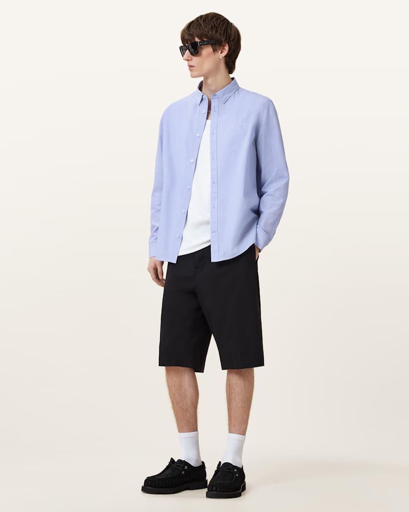 Fletcher Long Sleeve Shirt Light Blue | ALLSAINTS US